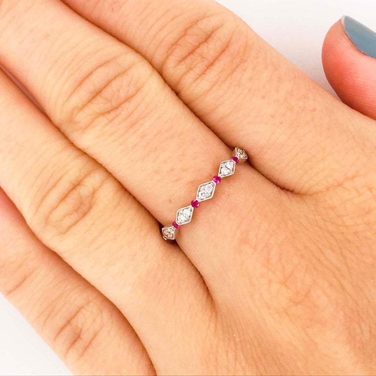 Customizable Diamond Ruby Band, Ruby and Diamond Stack Ring in 14k ...