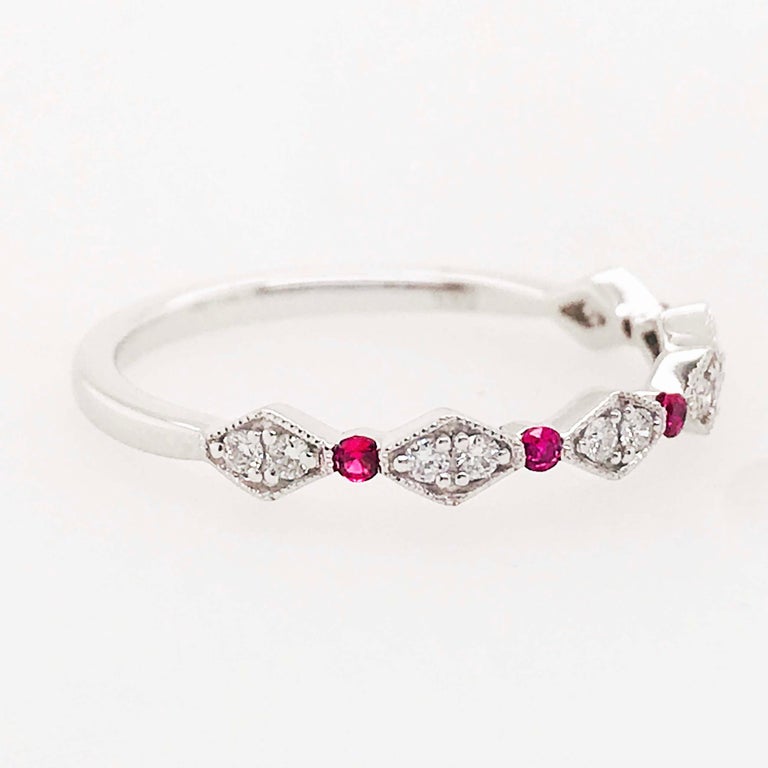 Customizable Diamond Ruby Band, Ruby and Diamond Stack Ring in 14k ...