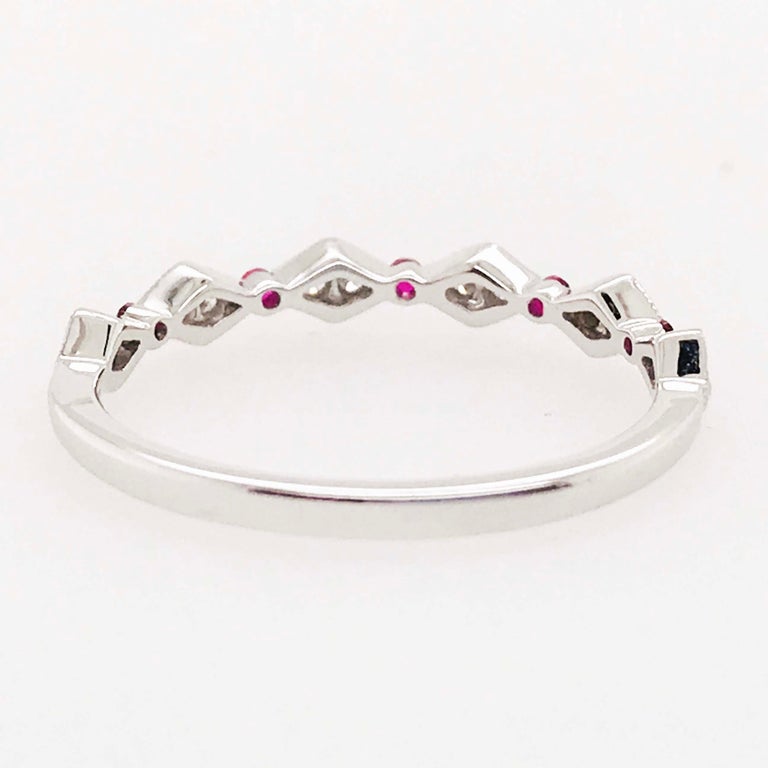 Customizable Diamond Ruby Band, Ruby and Diamond Stack Ring in 14k ...