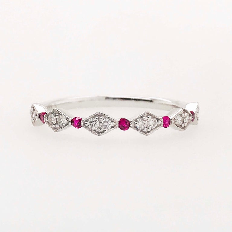 Customizable Diamond Ruby Band, Ruby and Diamond Stack Ring in 14k ...