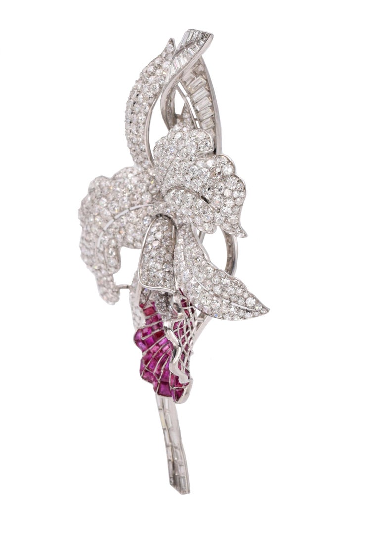 Diamond and Ruby Brooch at 1stDibs