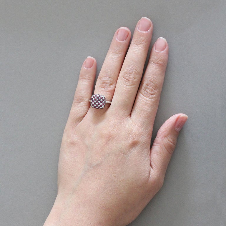 Diamond Ruby Cluster Gold Ring For Sale at 1stDibs