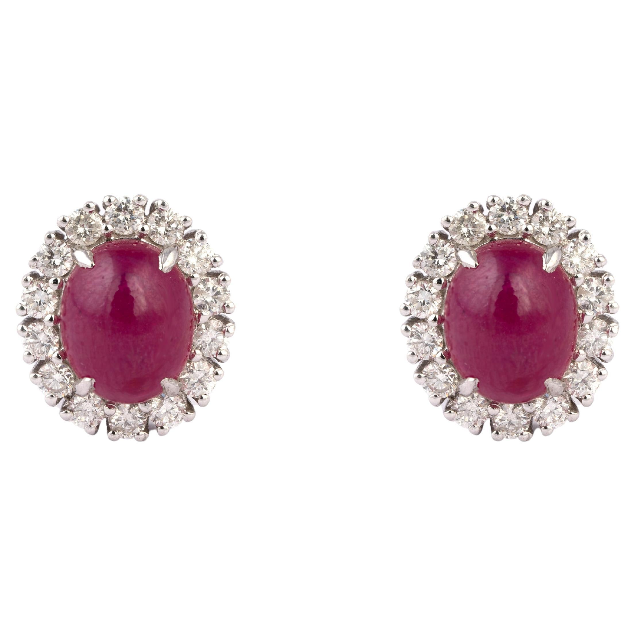 Diamond Ruby Earring in 14k gold For Sale at 1stDibs