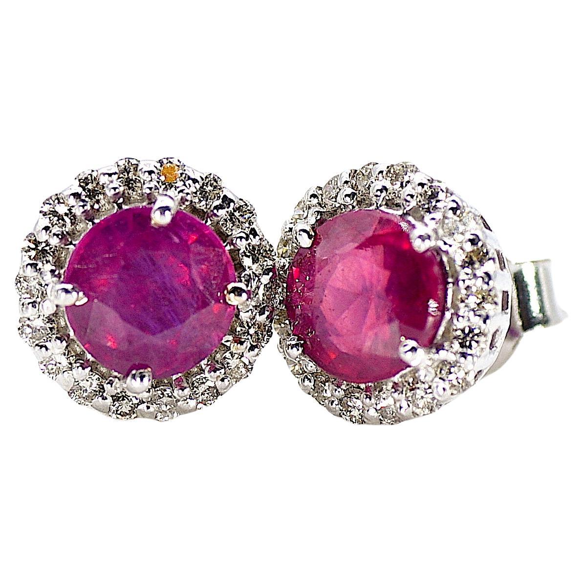 Diamond Ruby Earrings For Sale at 1stDibs
