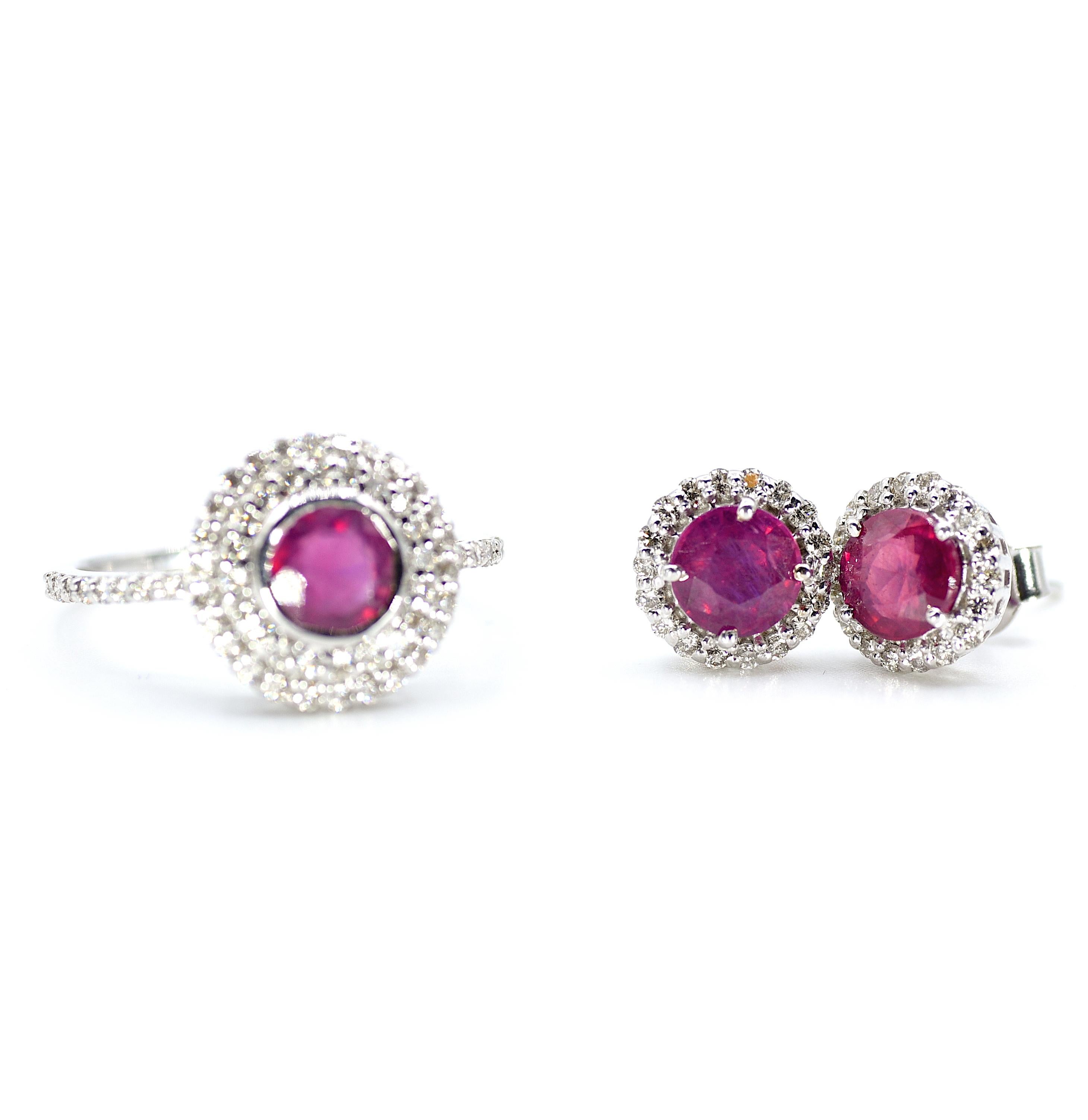 Diamond Ruby Earrings For Sale at 1stDibs