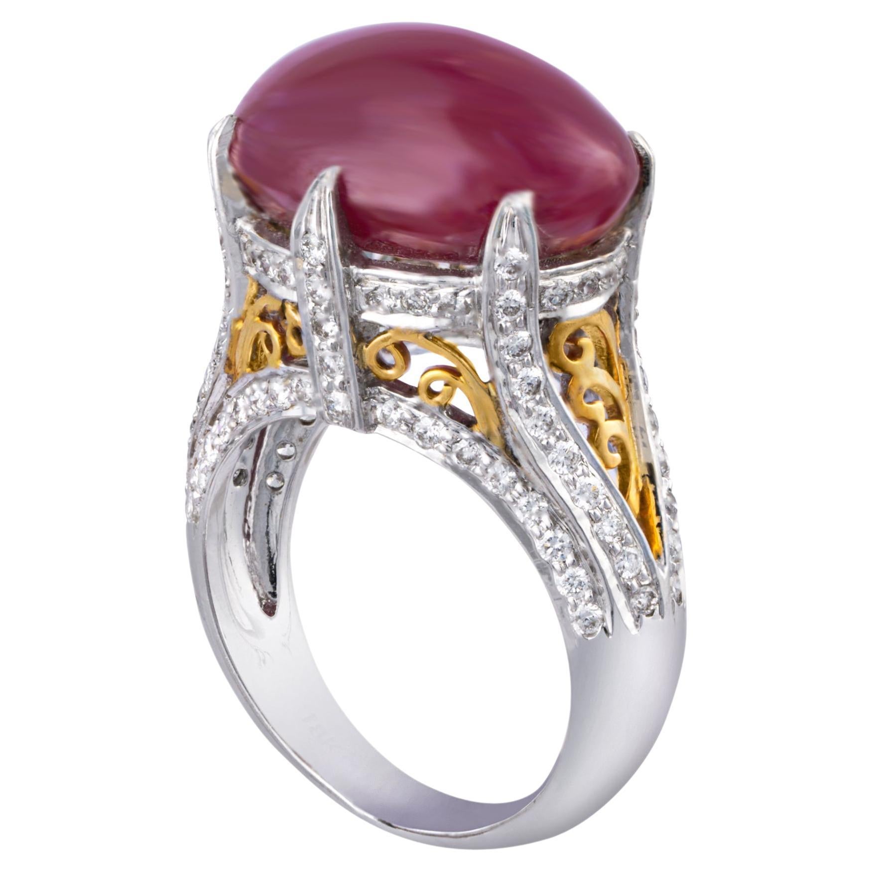 Natural Diamond Ruby Ring with 1.90 Cts Diamond and Ruby 3.50 Cts with ...