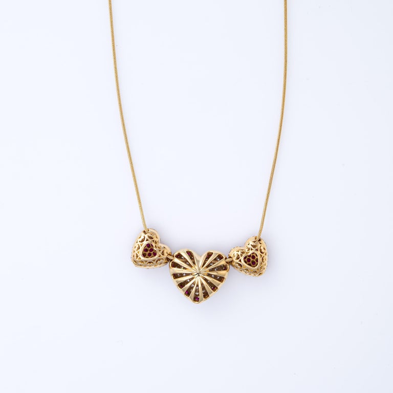 Diamond Ruby Heart Necklace Vintage 18k Yellow Gold Slide Estate ...