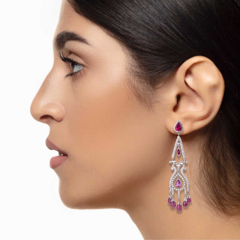 Diamond Ruby Light Earring in 18k gold For Sale at 1stDibs