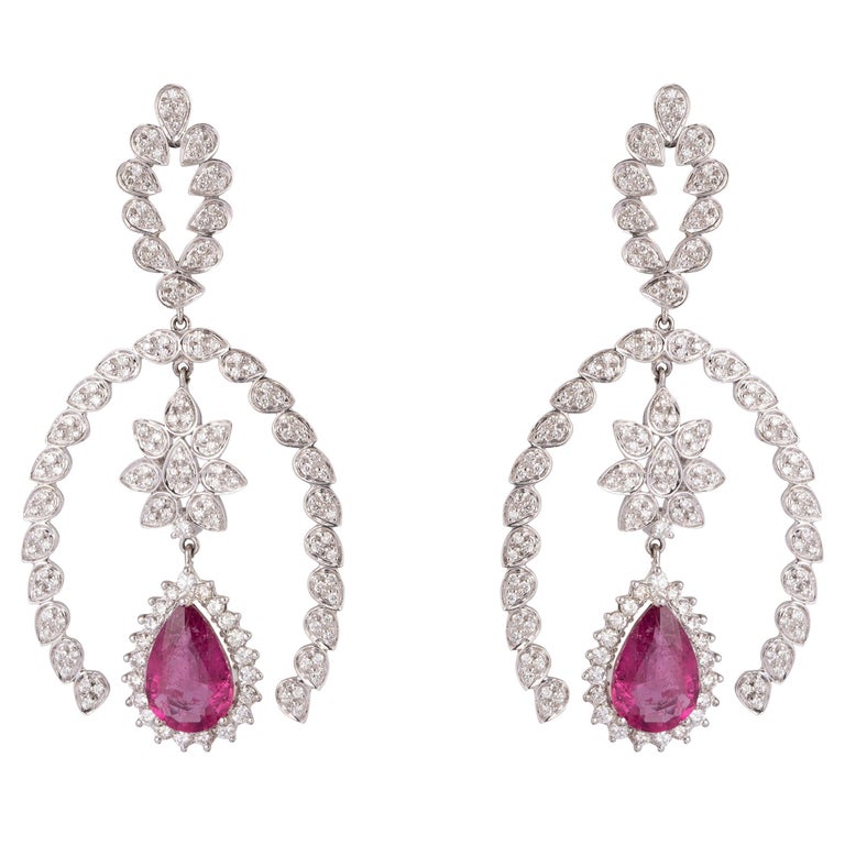 Diamond Ruby Light Earring in 18k gold For Sale at 1stDibs
