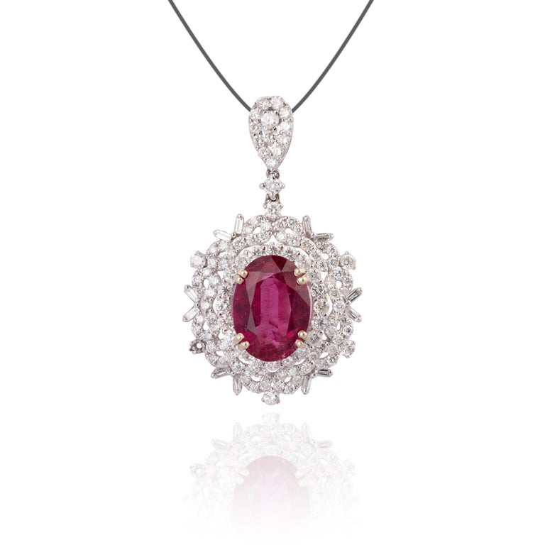 Diamond Ruby Light Pendant in 18k gold For Sale at 1stDibs