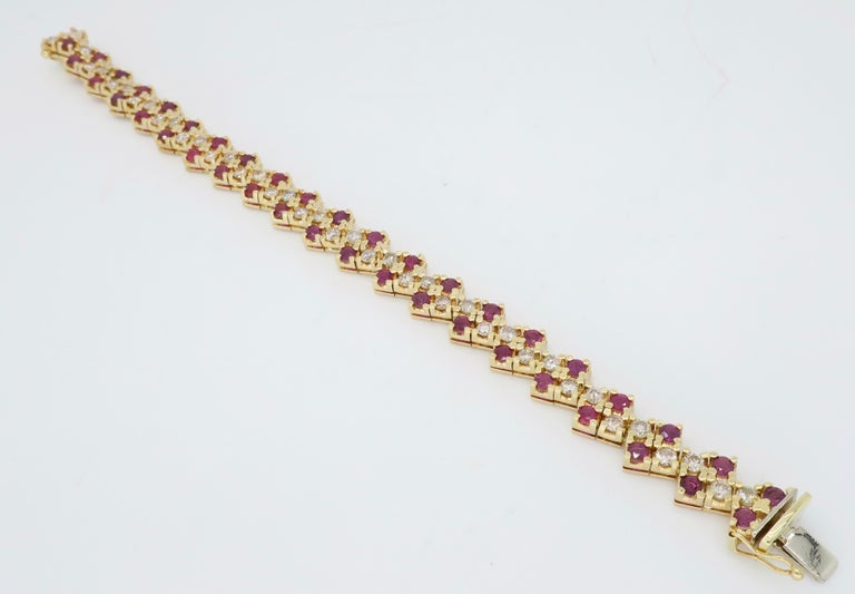 Diamond and Ruby Line Bracelet For Sale at 1stDibs