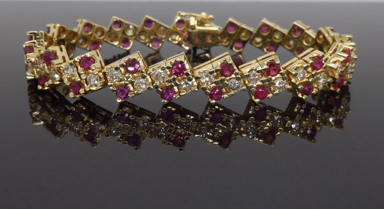 Diamond and Ruby Line Bracelet For Sale at 1stDibs