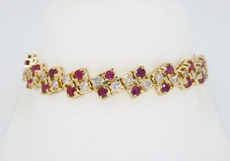 Diamond and Ruby Line Bracelet For Sale at 1stDibs