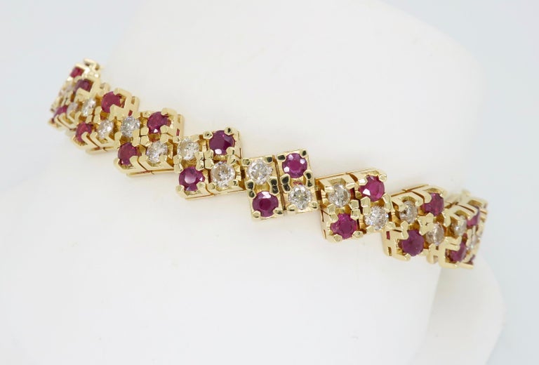 Diamond and Ruby Line Bracelet For Sale at 1stDibs