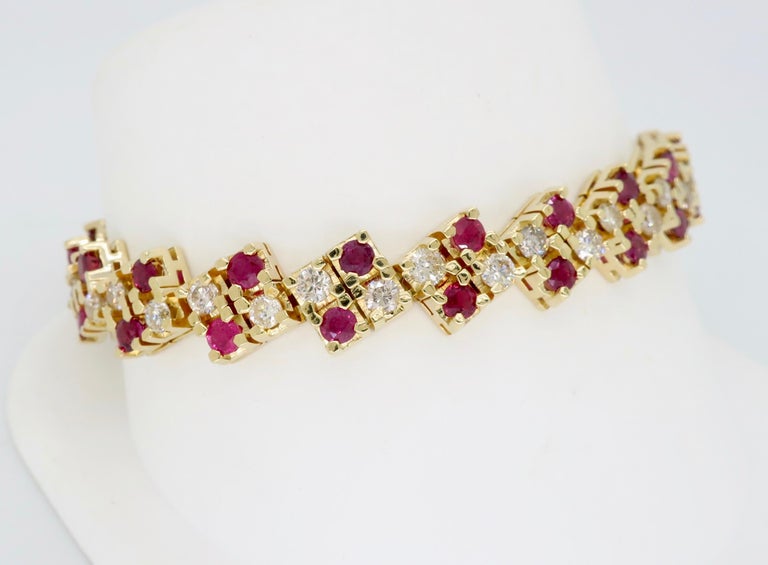 Diamond and Ruby Line Bracelet For Sale at 1stDibs
