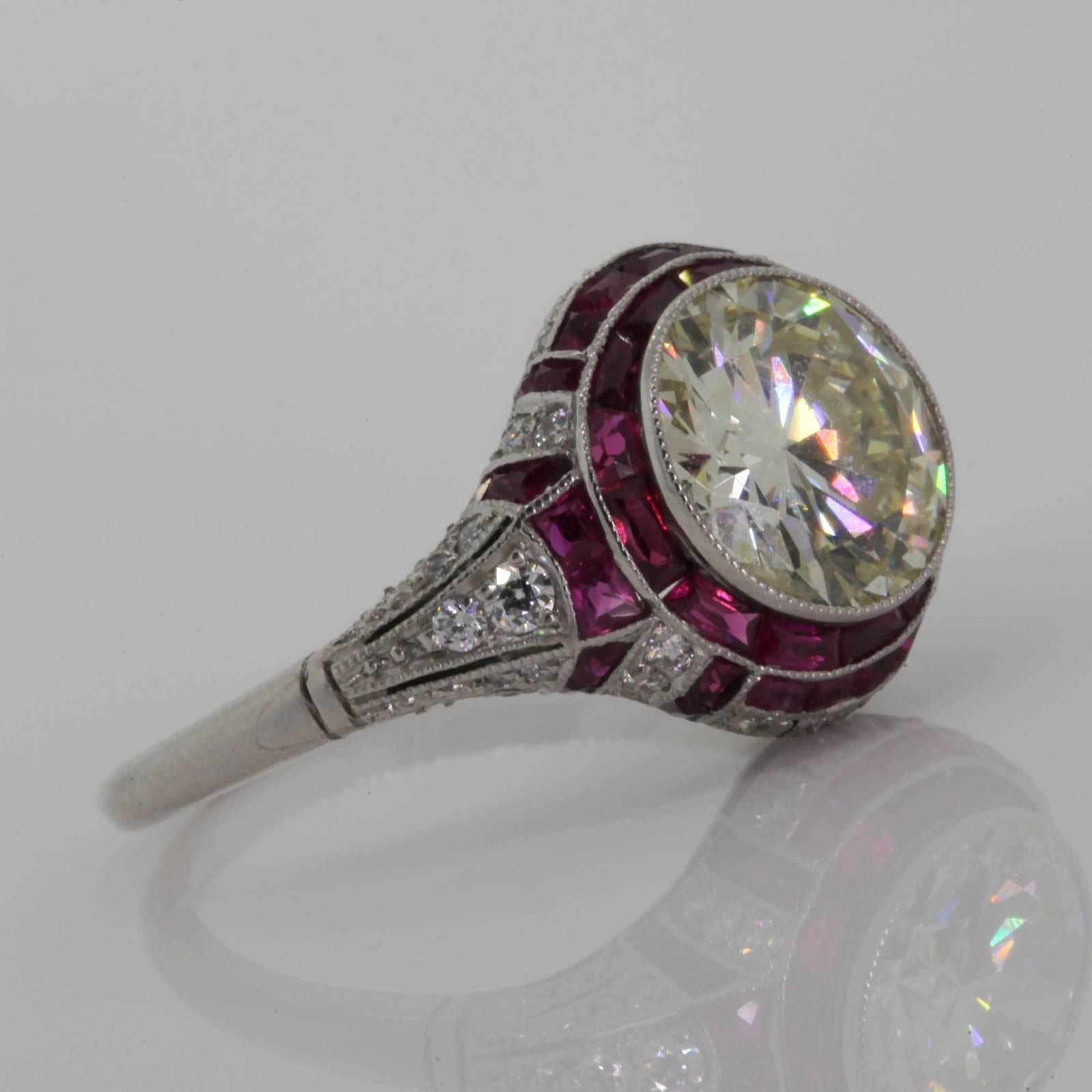 Diamond Ruby Platinum Ring at 1stDibs