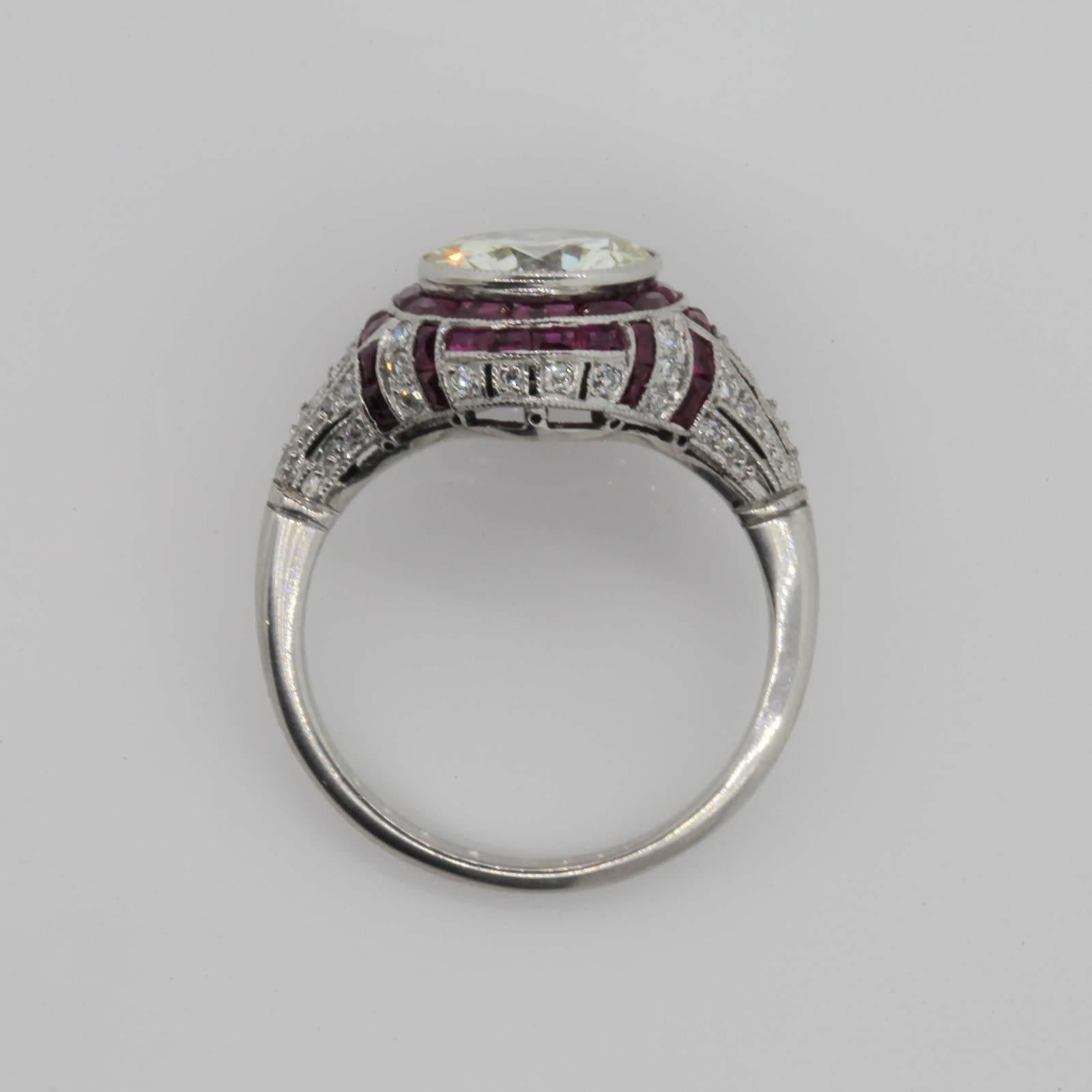 Diamond Ruby Platinum Ring at 1stDibs