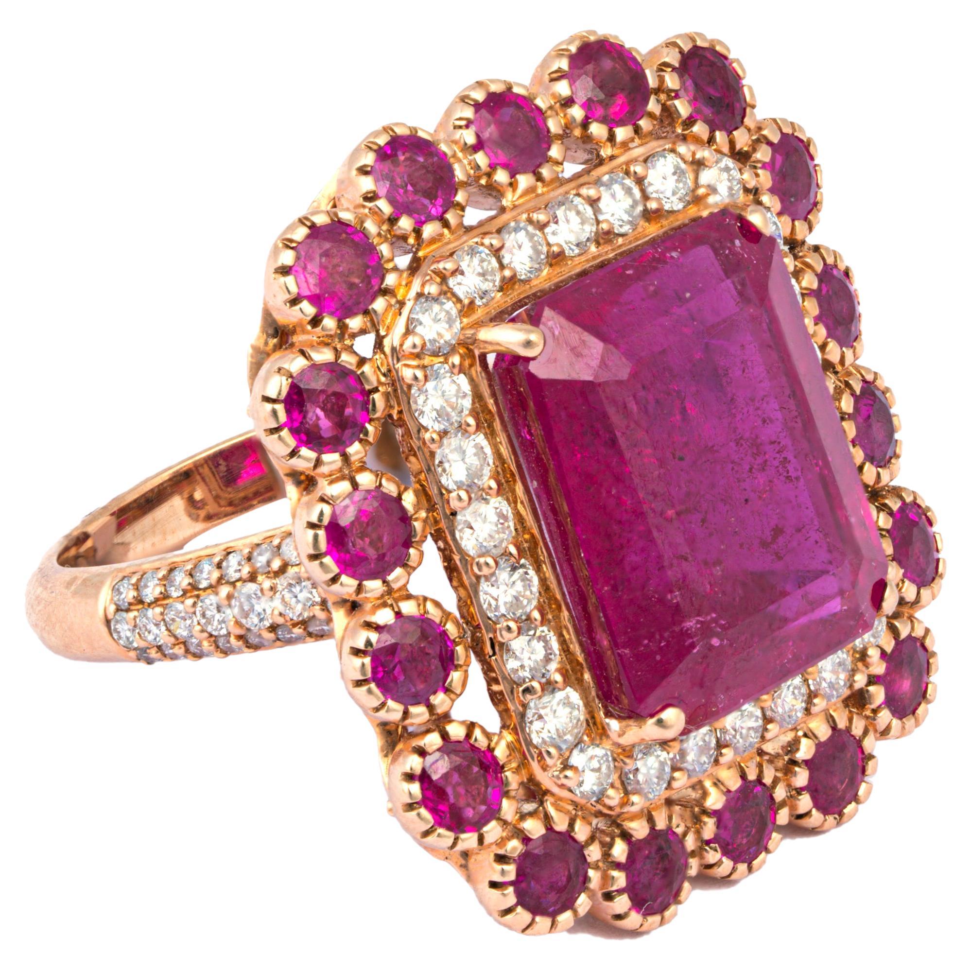 14k gold Diamond Ruby Ring For Sale at 1stDibs