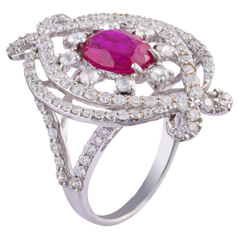 18k gold Diamond Ruby Ring For Sale at 1stDibs