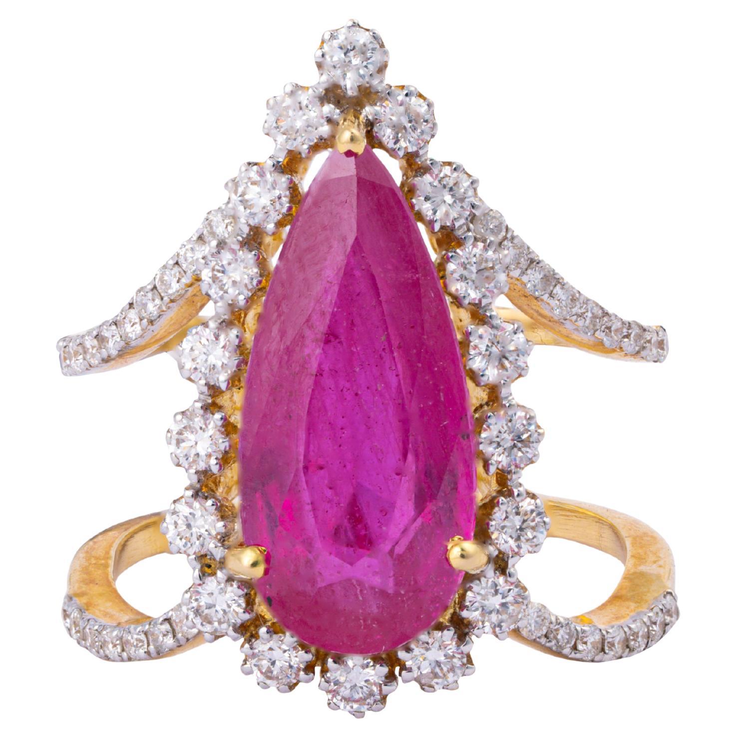 18k gold Diamond Ruby Ring For Sale at 1stDibs