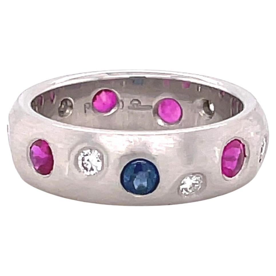 Platinum, Ruby and Diamond Band For Sale at 1stDibs