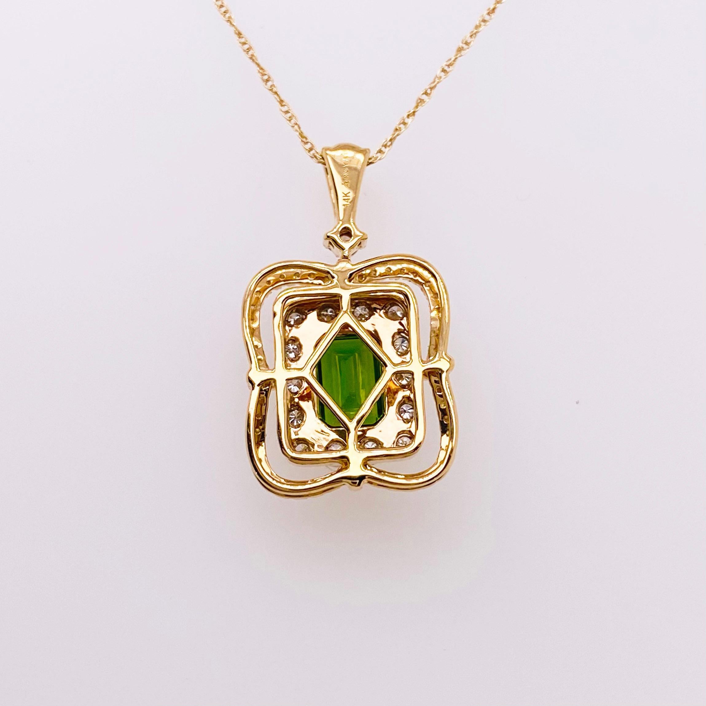 Diamond Russalite Emerald Cut Pendant Necklace Natural Genuine Green ...