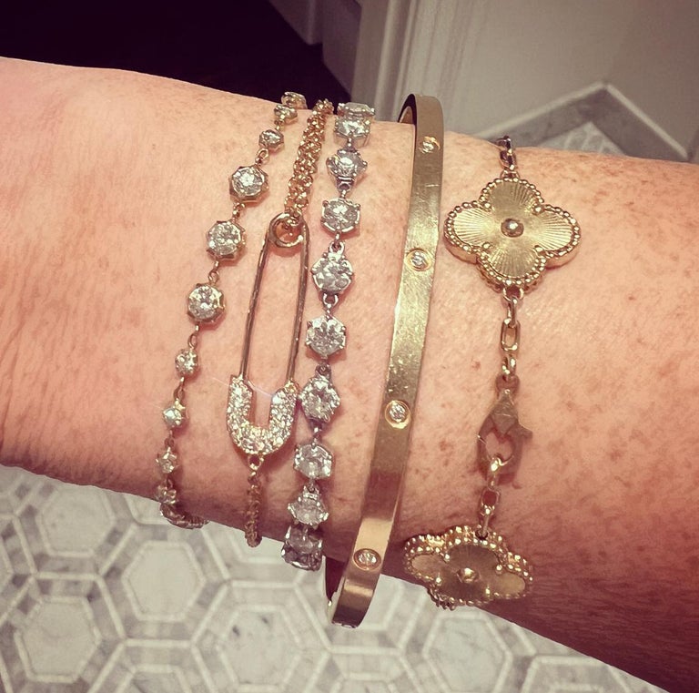 Diamond Safety Pin Bracelet For Sale at 1stDibs