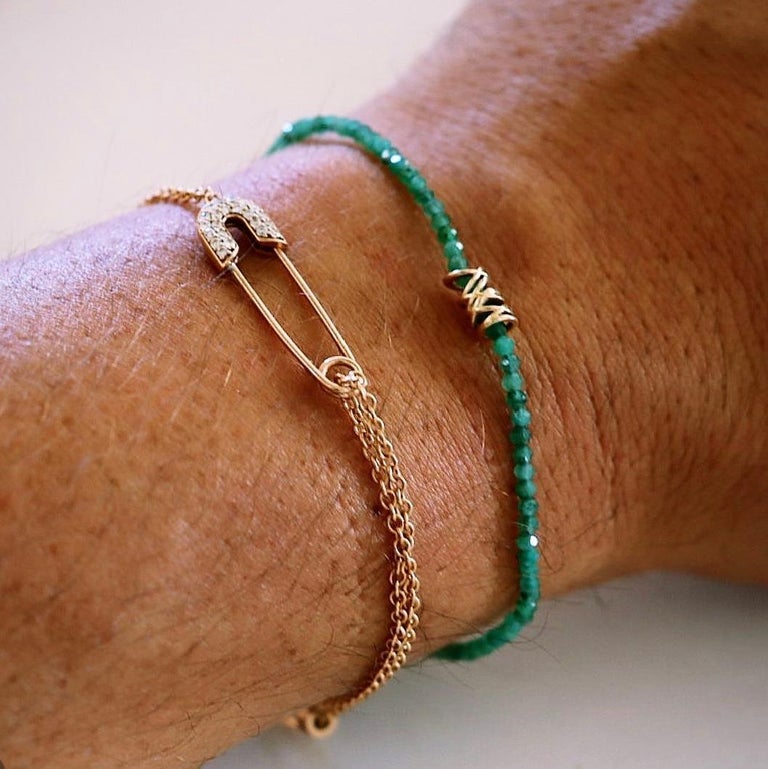 Diamond Safety Pin Bracelet For Sale at 1stDibs