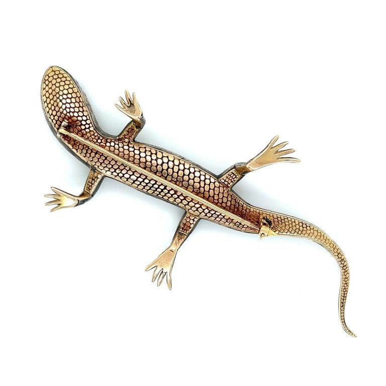 Diamond Salamander Ruby Eyes Gold Vintage Brooch Pin Estate Fine ...
