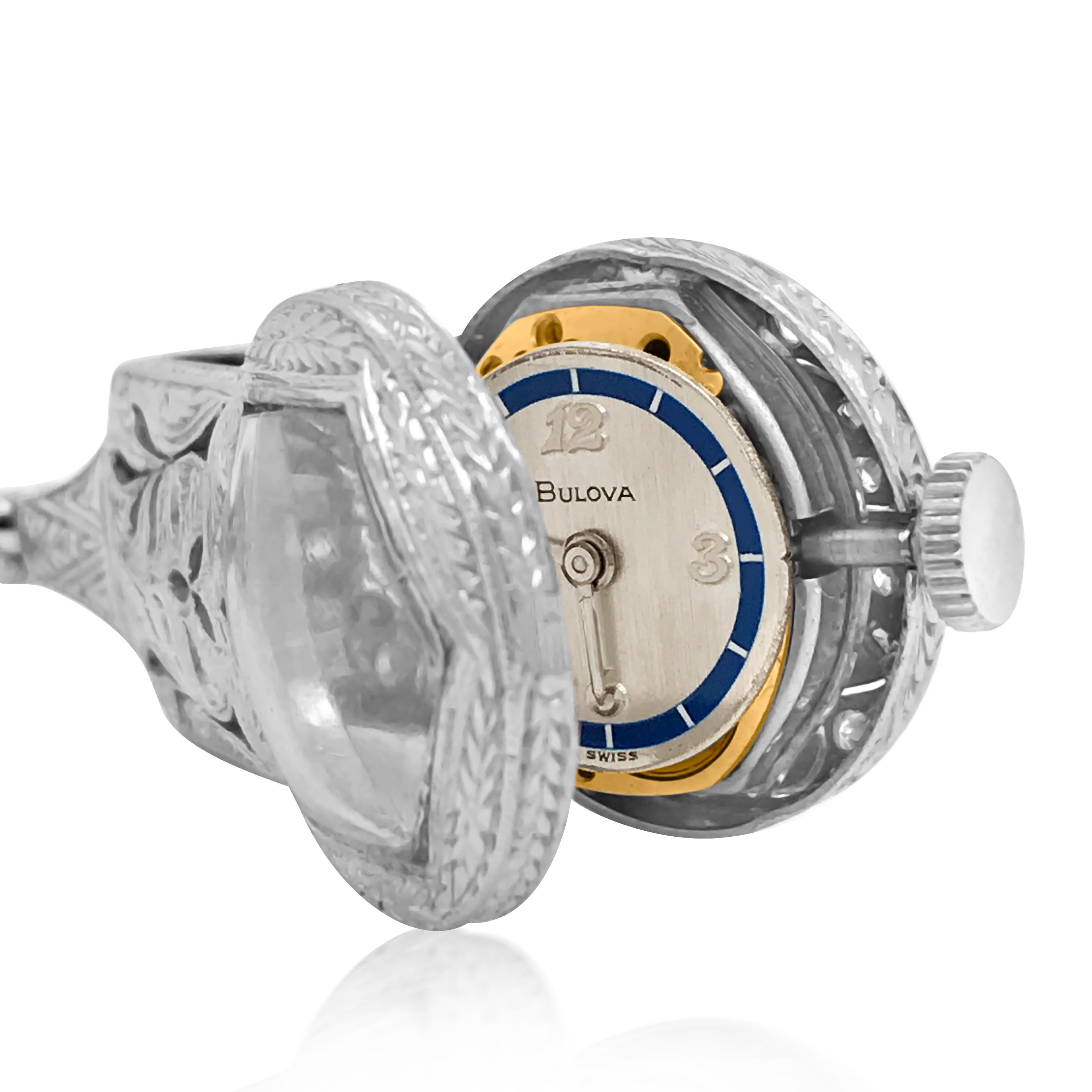 Diamond, Sapphire and Platinum Pendant Watch, Bulova at 1stDibs ...