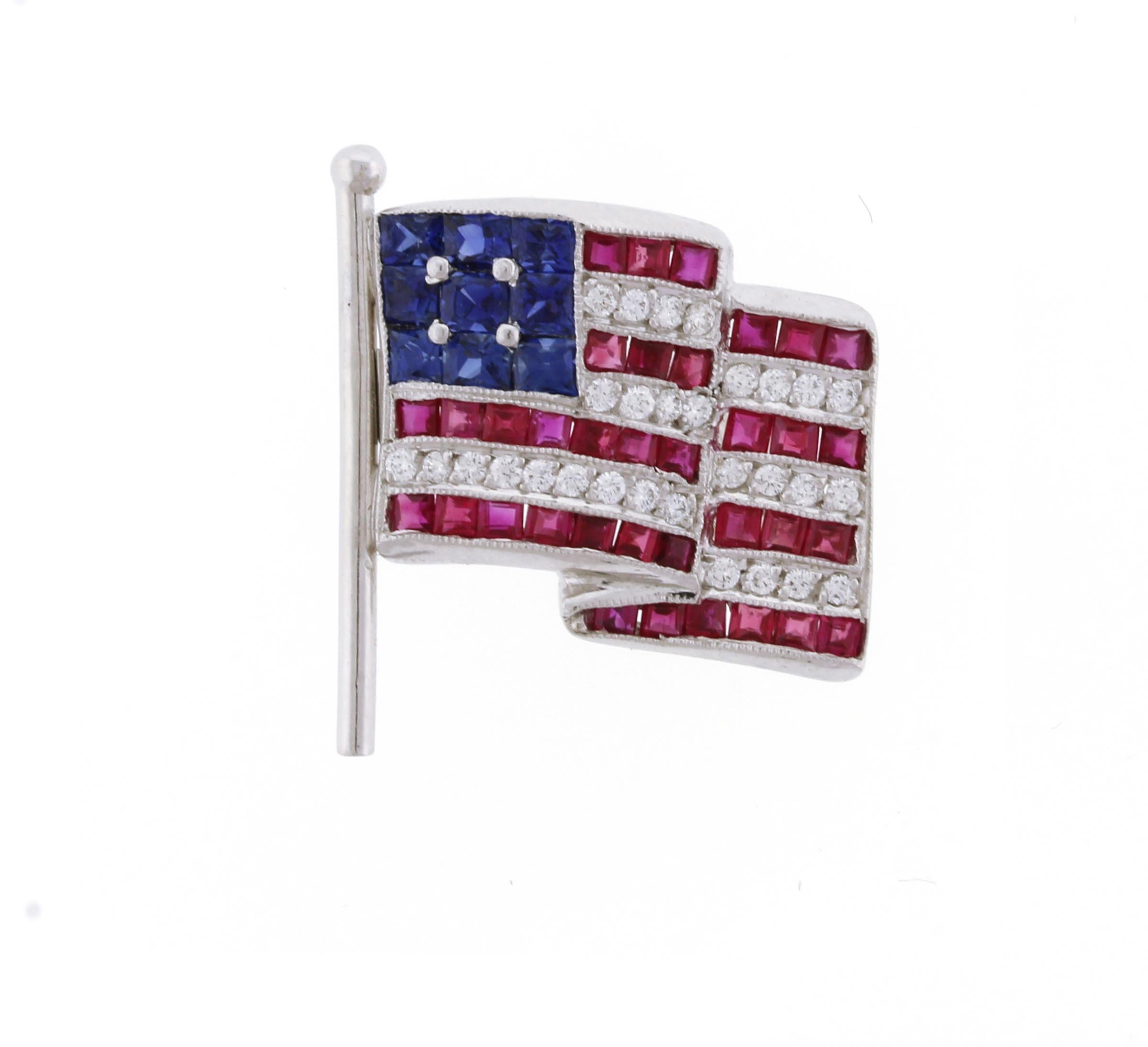 Diamond, Sapphire and Ruby American Flag Pin/Brooch at 1stDibs ...