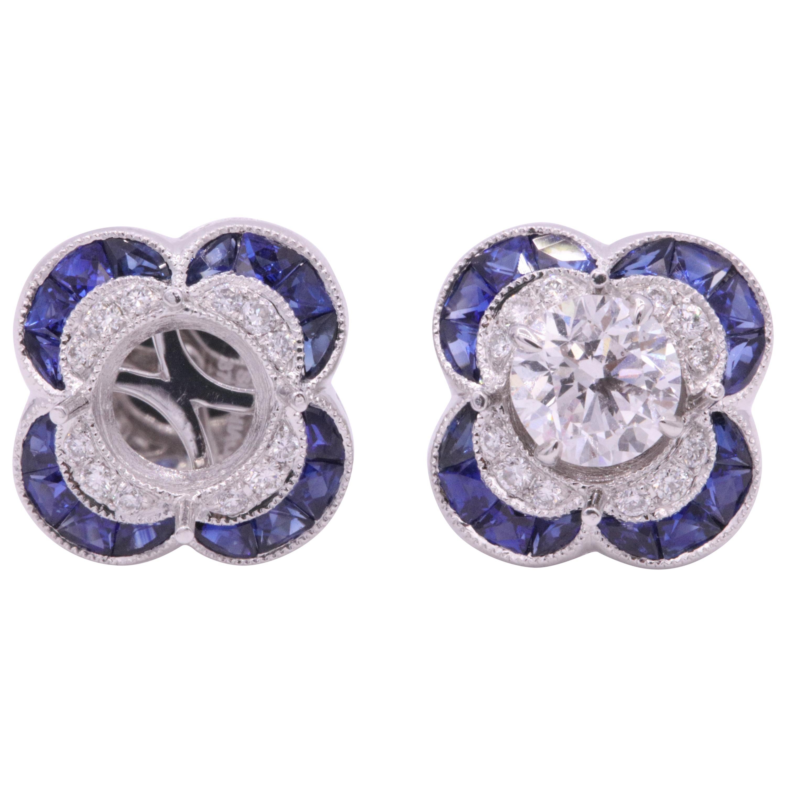 Asprey Sapphire Diamond Platinum Earrings at 1stDibs