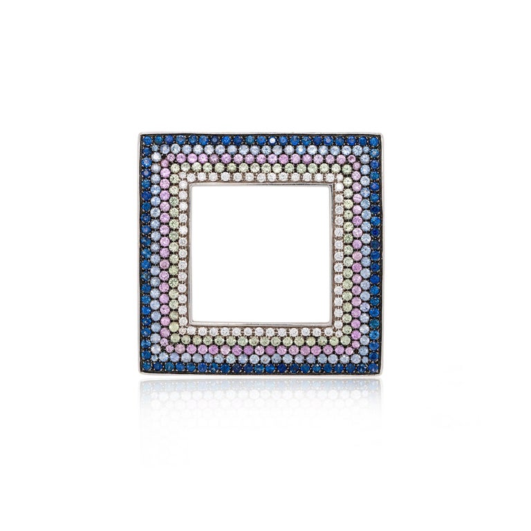Diamond and Sapphire Pave Belt Buckle 18 Karat in Stock For Sale at 1stDibs