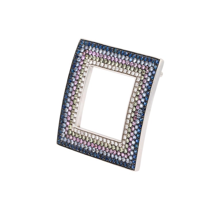 Diamond and Sapphire Pave Belt Buckle 18 Karat in Stock For Sale at 1stDibs