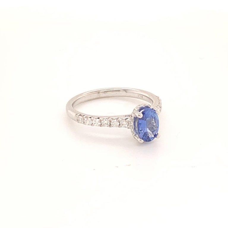 Diamond Sapphire Ring 18k Gold Women 1.725 TCW Certified For Sale at ...