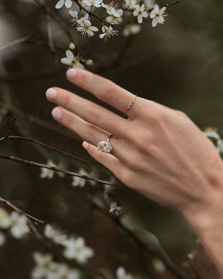 Diamond Scatter Ring, Dainty Gold Right Hand Ring with Diamond For Sale ...
