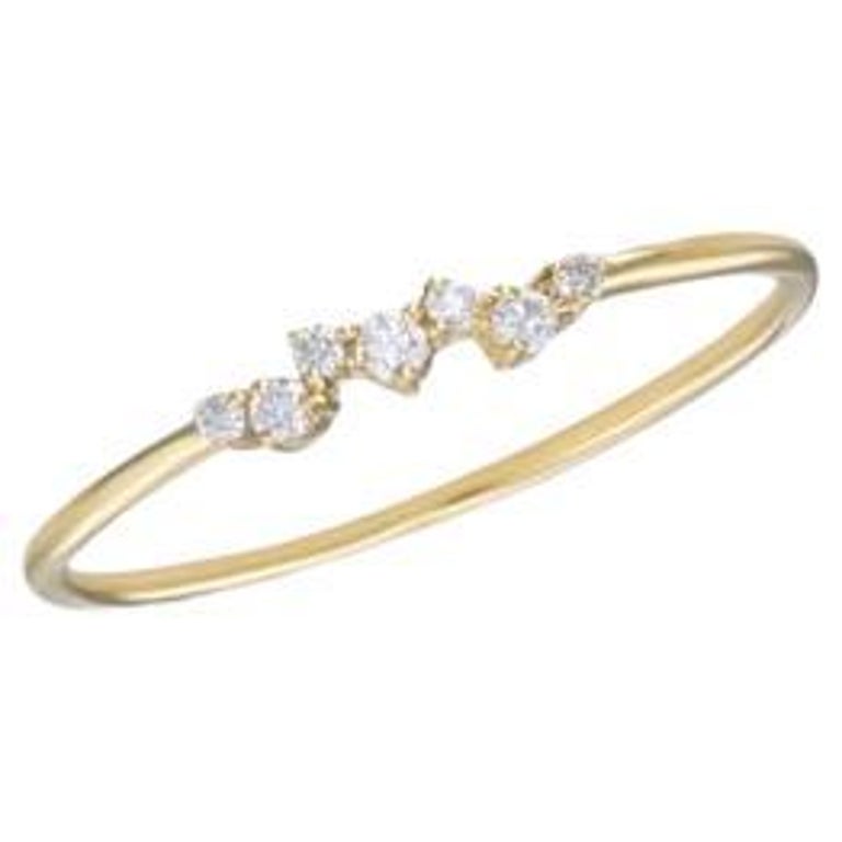 Diamond Scatter Ring, Dainty Gold Right Hand Ring with Diamond For Sale ...