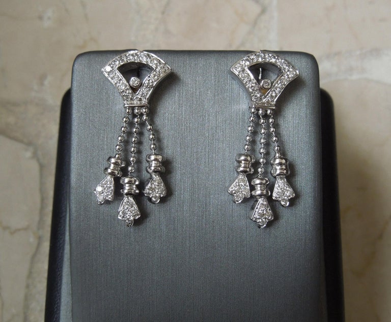 Diamond Scroll Tassel Necklace and Earrings Art Deco Cocktail Set For ...