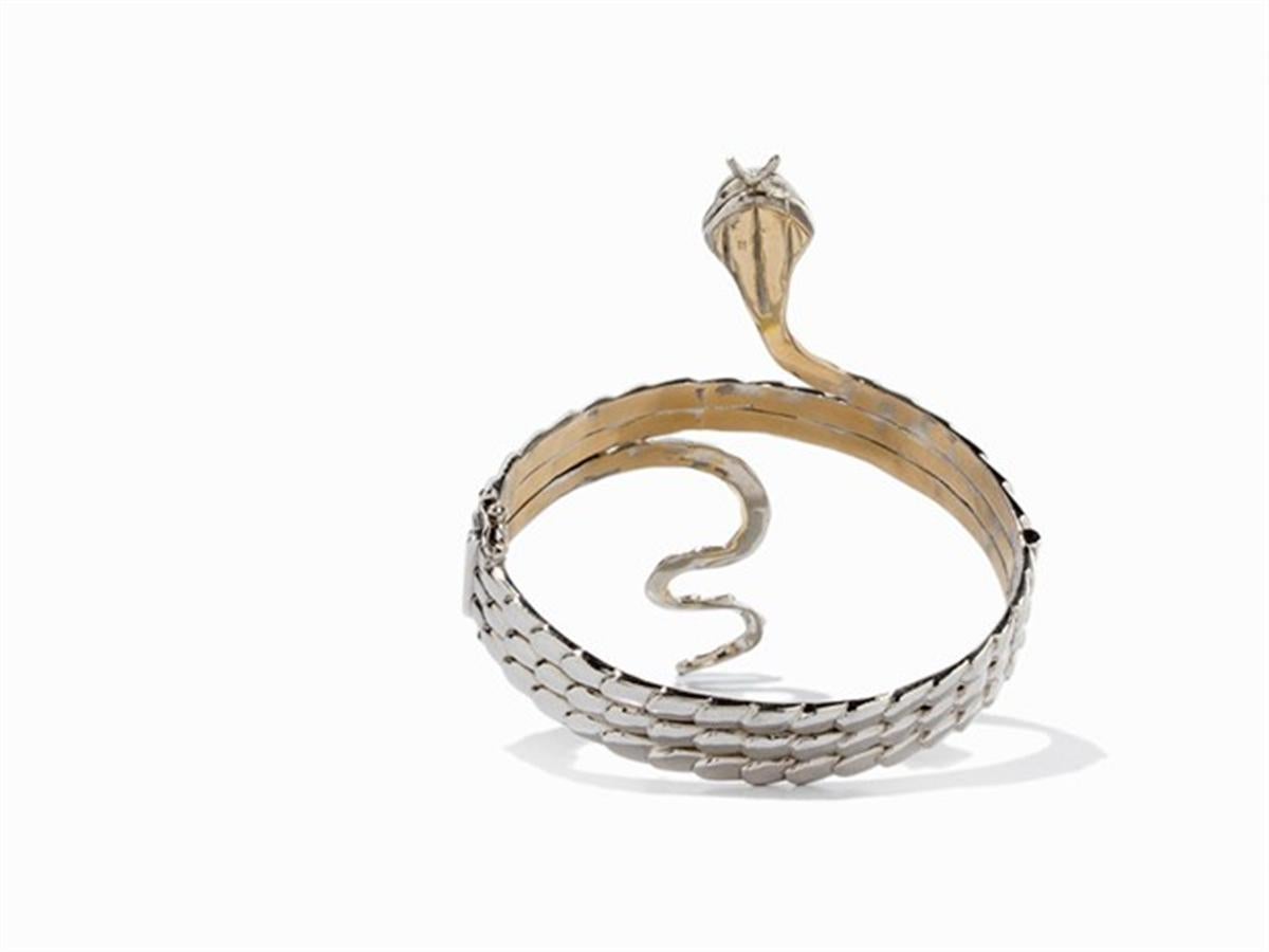 Diamond Serpent Bangle with Ruby Eyes, 750 White Gold Snake at 1stDibs ...