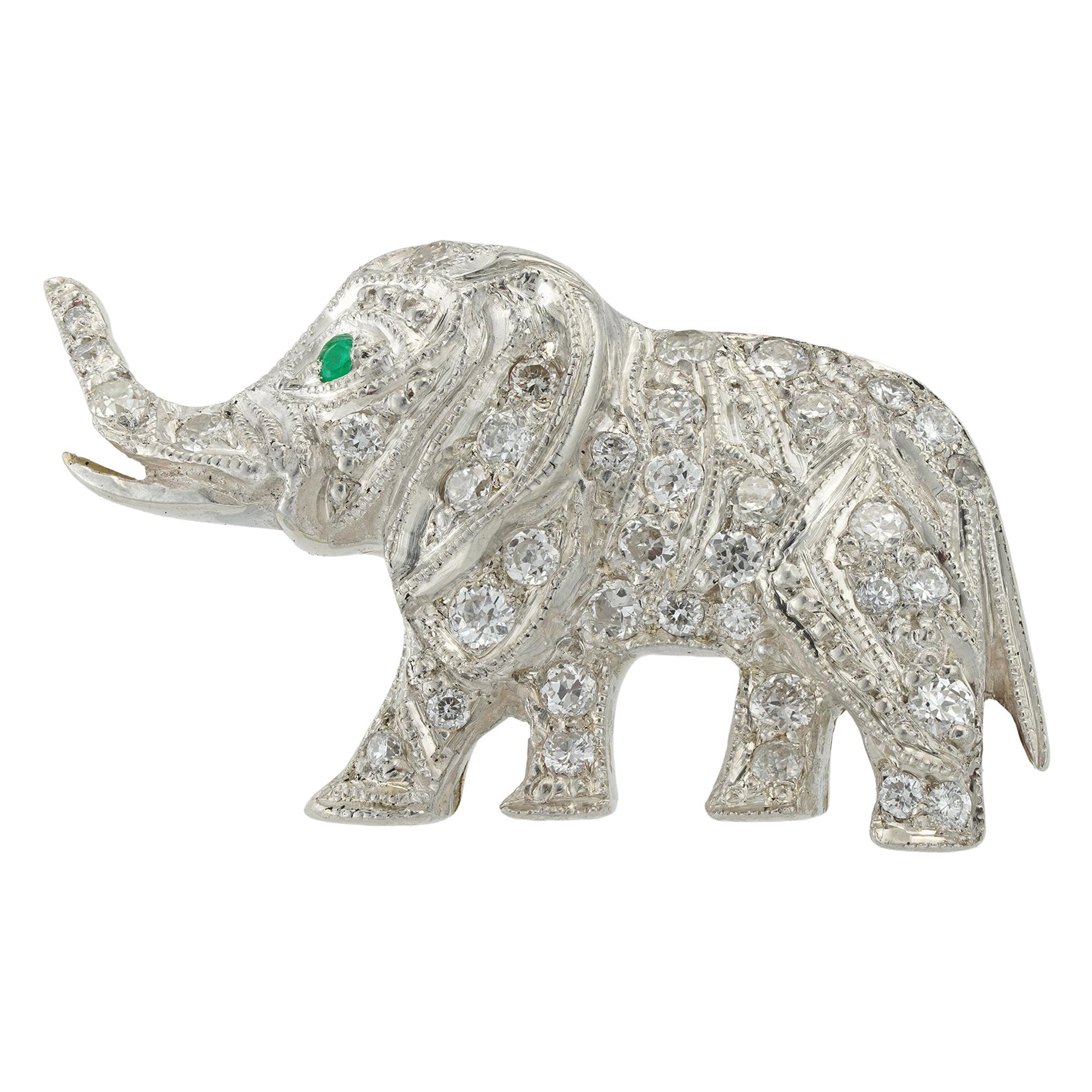 Chopard Diamond and Sapphire Elephants Brooch at 1stDibs