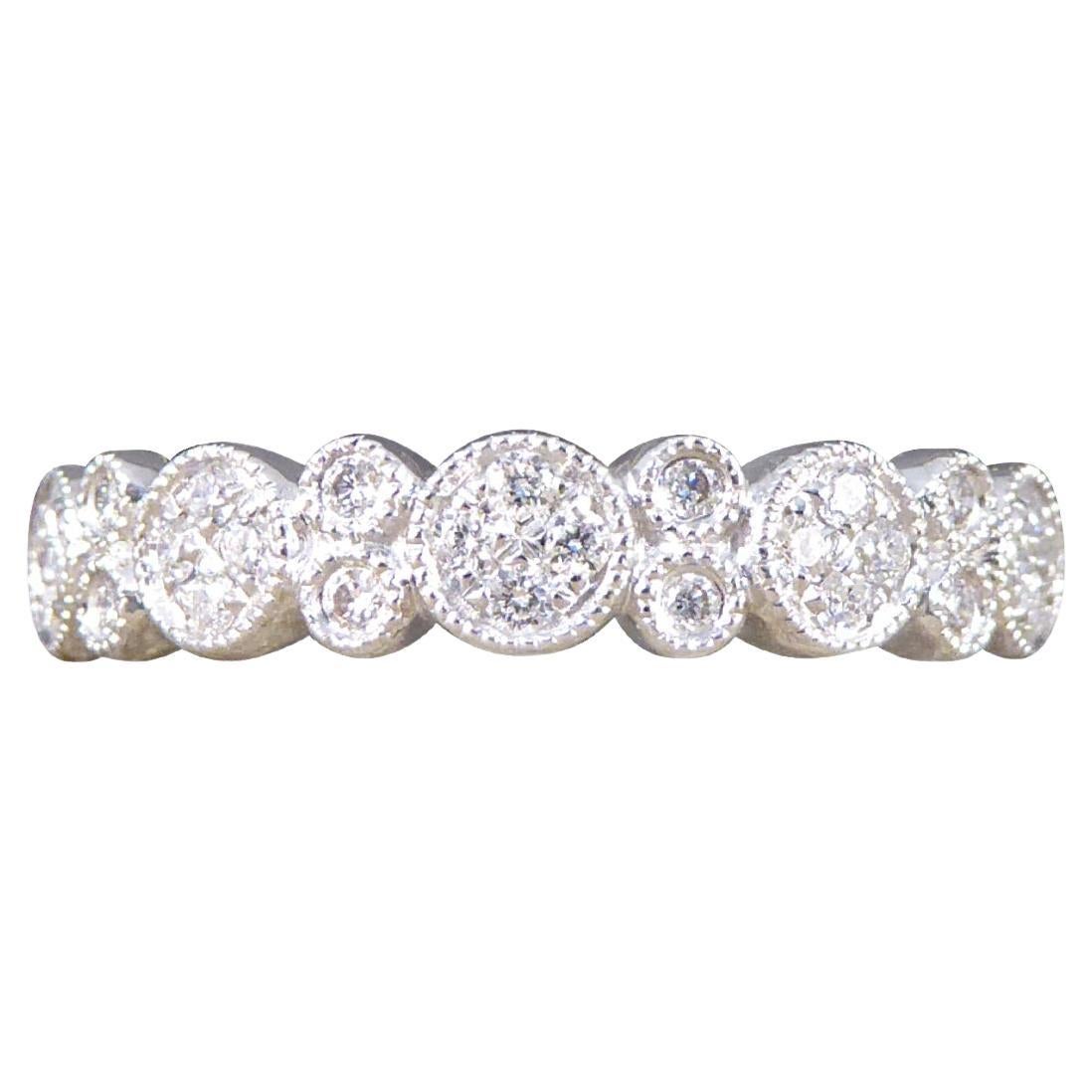 Diamond set Flat Cluster Half Eternity Ring in 18ct White Gold For Sale ...