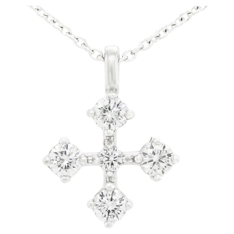Diamond-Set Gold Pendant, Gothic Cross at 1stDibs