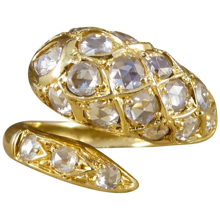 Diamond Set Serpent Snake 18 Carat Gold Ring at 1stDibs