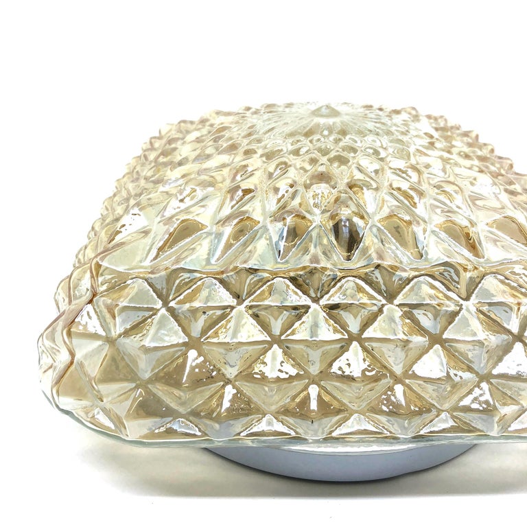 Diamond Shaped Amber Glass Flush Mount Ceiling Light Massive Leuchten ...