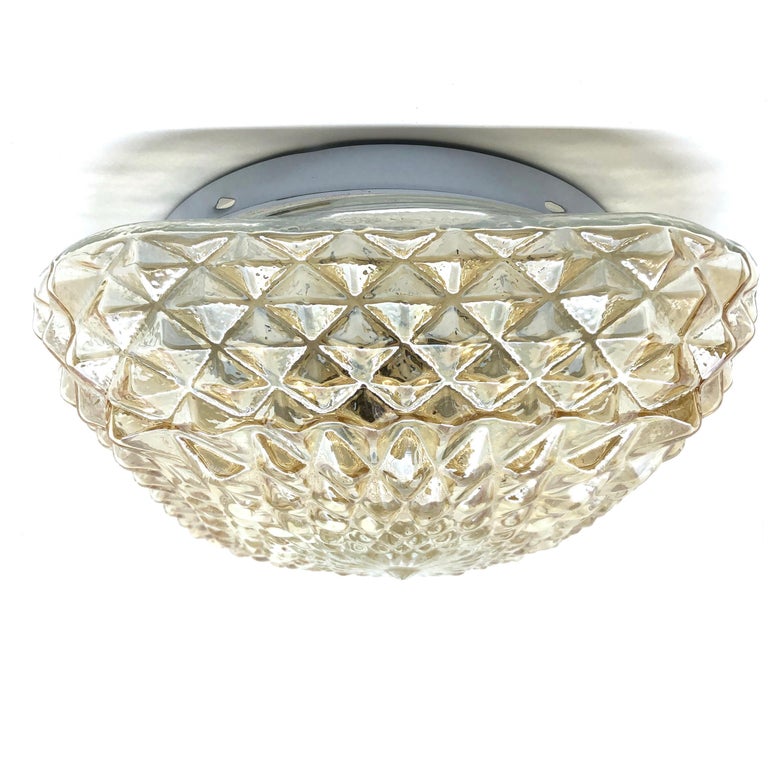 Diamond Shaped Amber Glass Flush Mount Ceiling Light Massive Leuchten ...