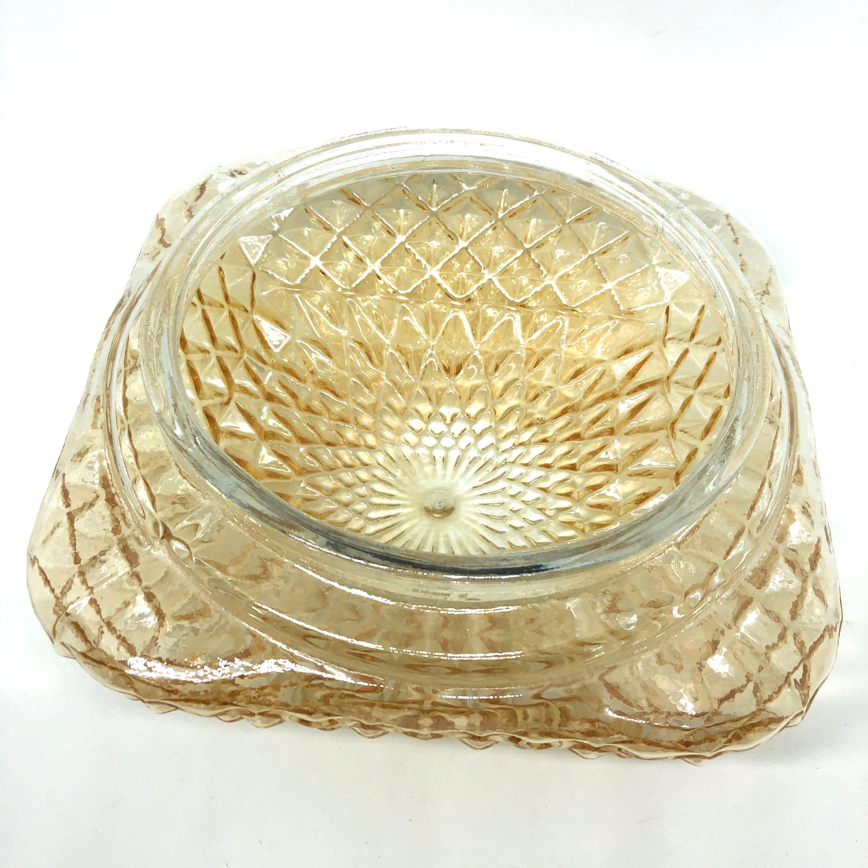 Diamond Shaped Amber Glass Flush Mount Ceiling Light Massive Leuchten ...