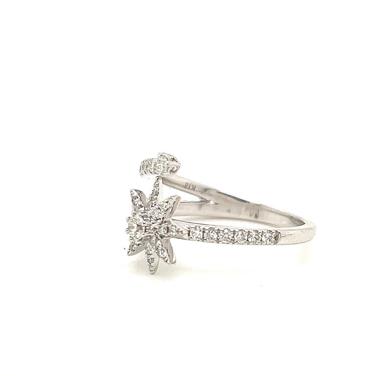 Diamond Shooting Star 18k White Gold Double Band Ring For Sale at 1stDibs