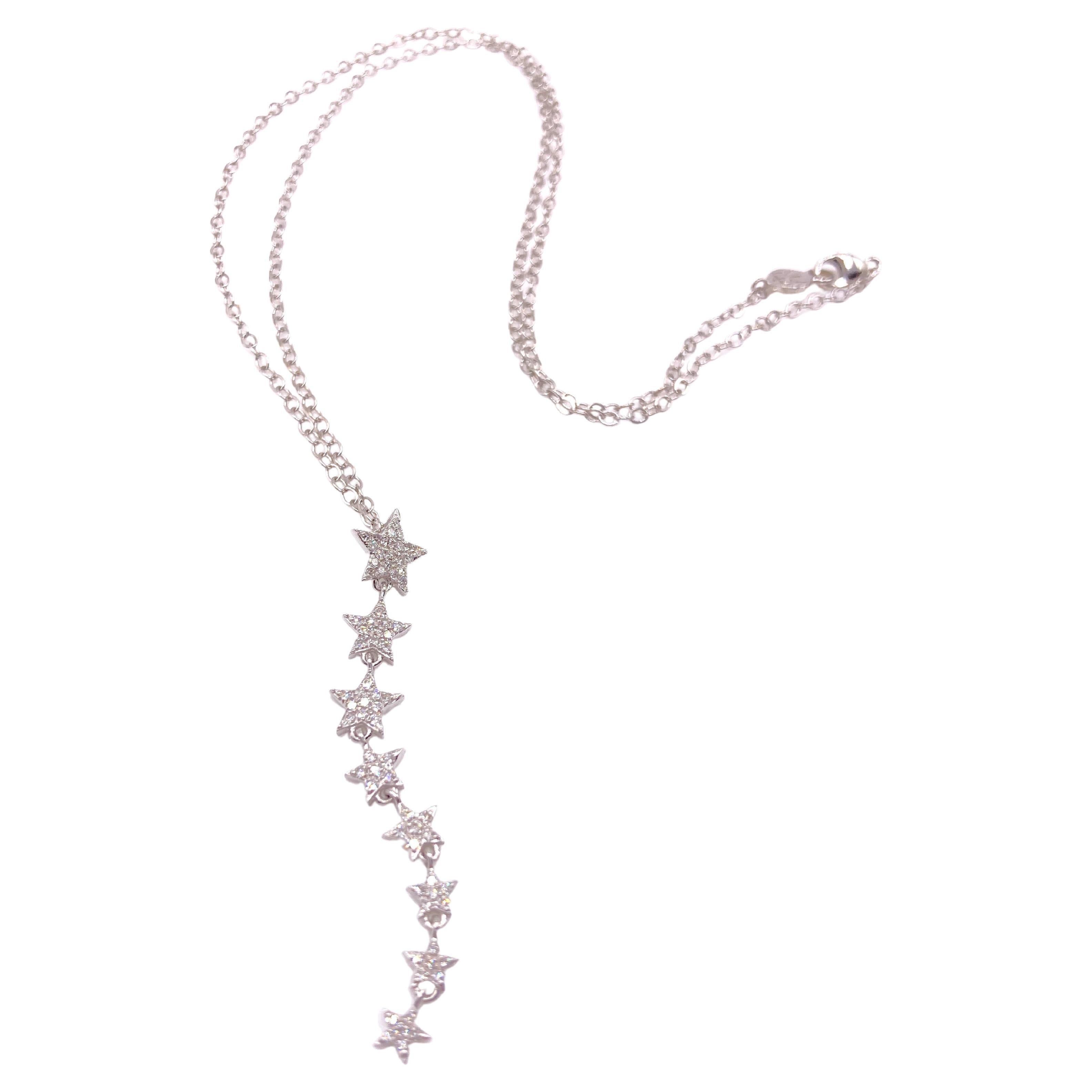 Diamond White Gold 750 Double Star Pendant For Sale at 1stDibs