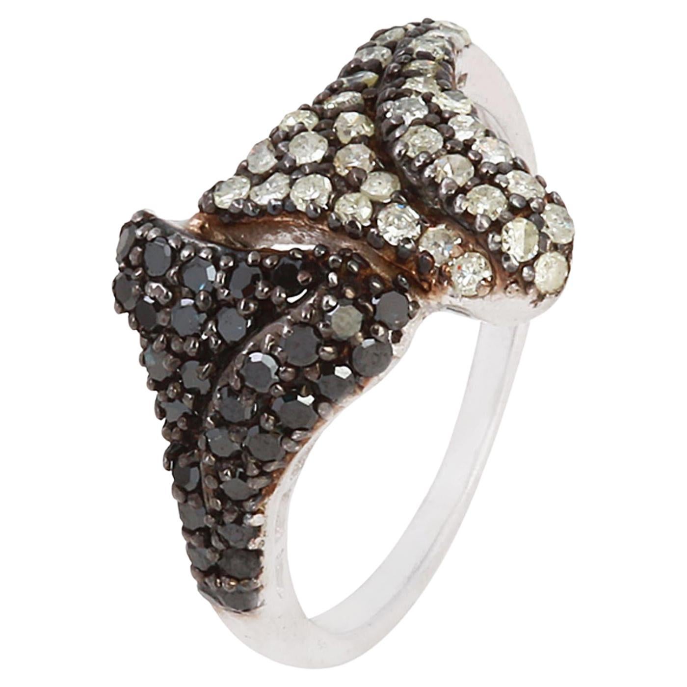 0.73cts Diamond 925 sterling Silver Ring For Sale at 1stDibs