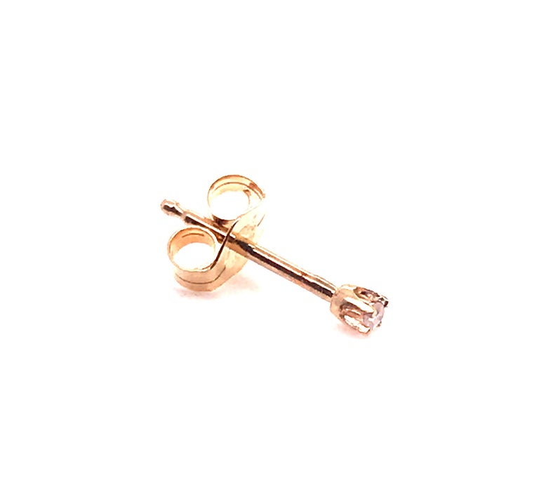 Diamond Single Stud Earring Round Brilliant 14K Yellow Gold For Sale at ...